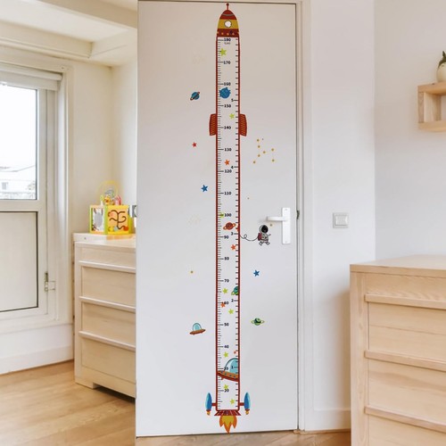Rocket Self-adheve Vinyl Nursery Wall Decal Baby Growth Chart Sticker ...