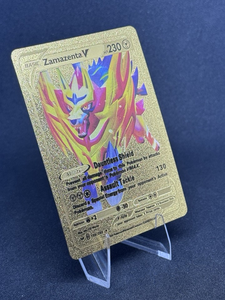 Zamazenta V 139/202 HP230 Gold Foil Fan Art Display Card - LP | eBay