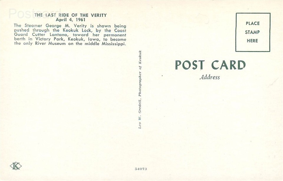 Steamer George M. Verity, Keokuk, Iowa, The Last Ride,Coast Guard ...