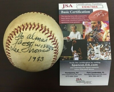 Lee Thomas Autographed Baseball Inscribed "Best Wishes" by JSA-CM 232 ...
