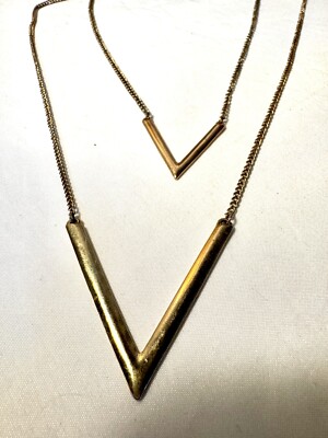 Double V Long Gold Necklace Costume | eBay
