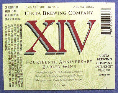 Uinta Brewing UNITA XIV FOURTEENTH ANNIVERSARY BARLEY WINE beer label ...