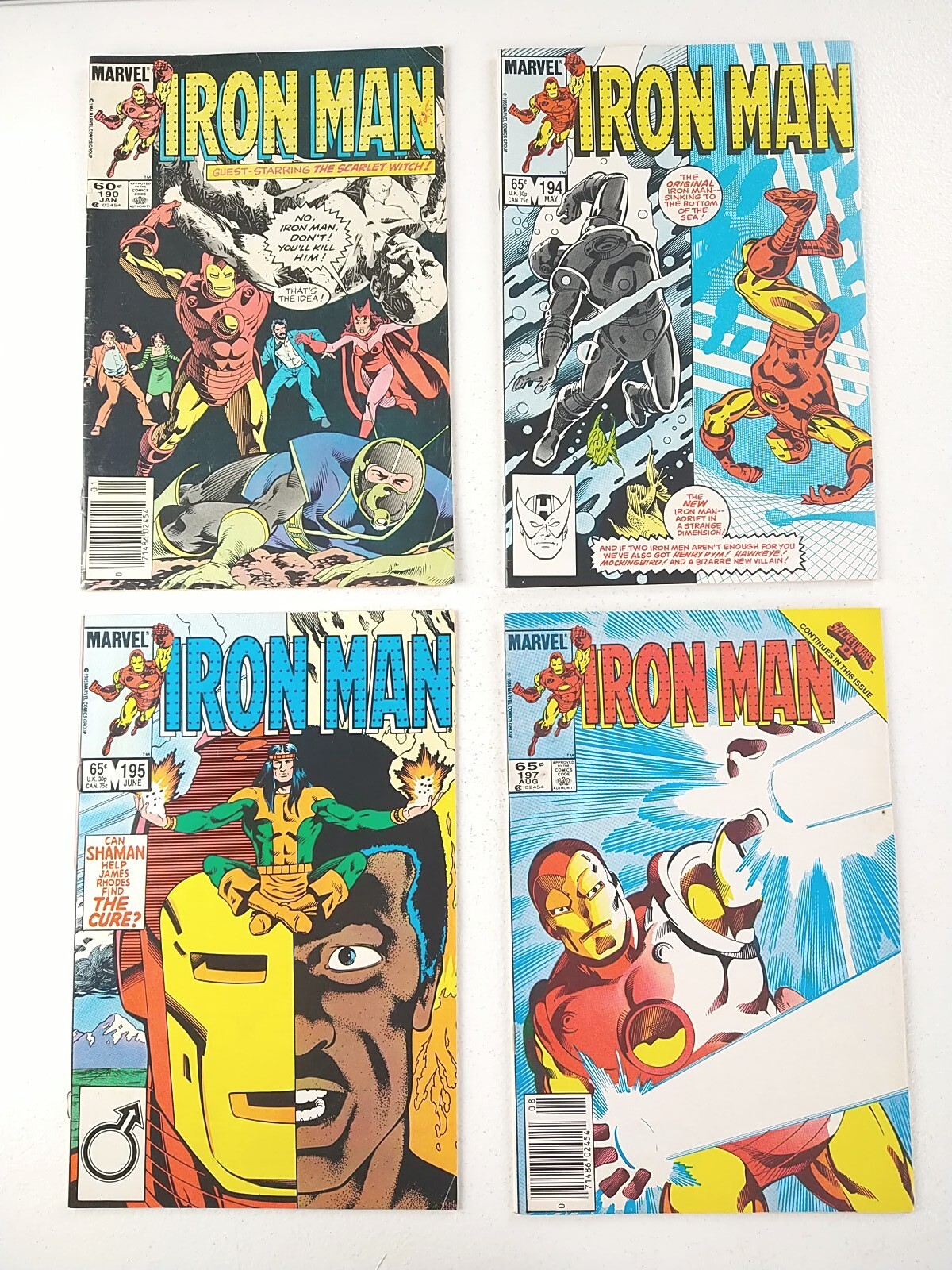Iron Man #190 194 195 197 Lot (1985 Marvel Comics) Shaman Avengers ...