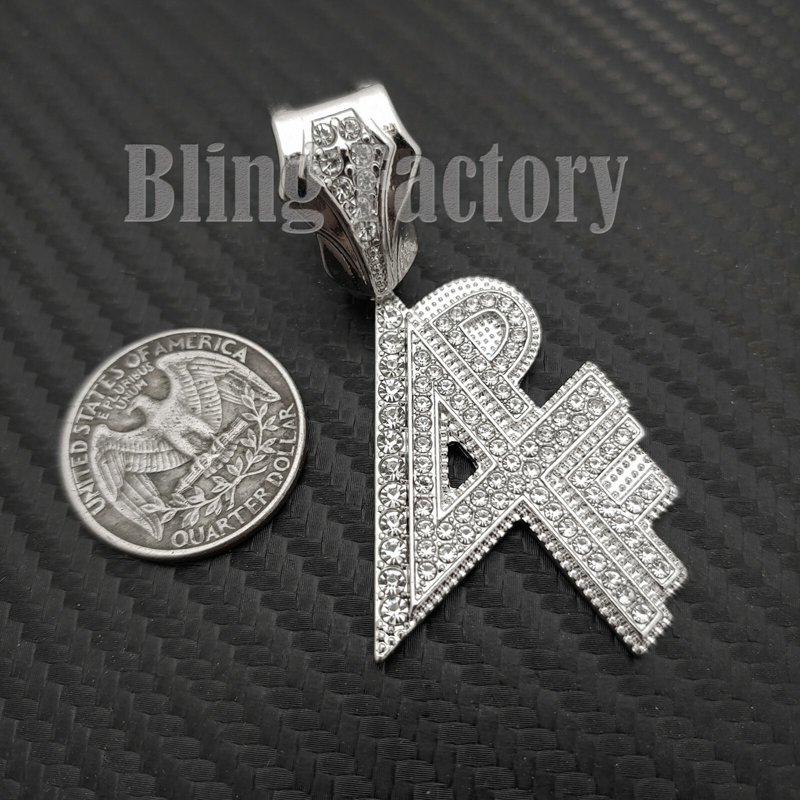 Silver PT Lil Baby 4PF Pendant Iced Box Lock Cuban Choker Chain Hip Hop ...