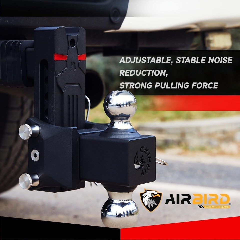 Airbird 2" Receiver Adjustable Trailer Hitch Ball Mount 2" &2-5/16 ...