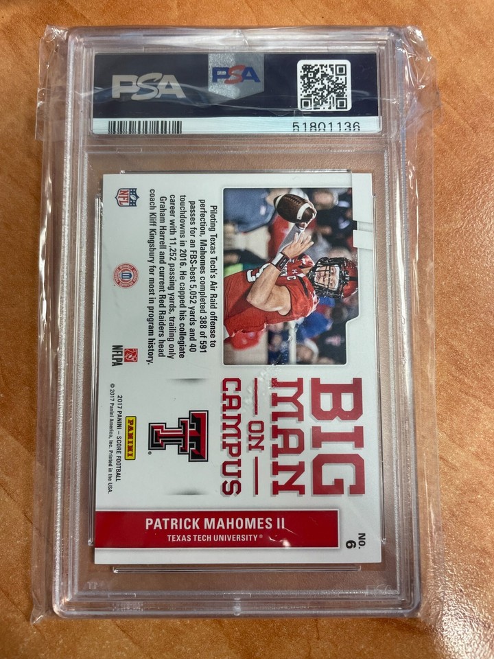 2017 Panini Score Big Man On Campus Patrick Mahomes PSA 10 GEM MINT ...