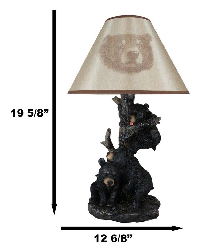 Ebros Climbing Black Bear Cubs Table Lamp With Bear Shade Desk Lamp ...