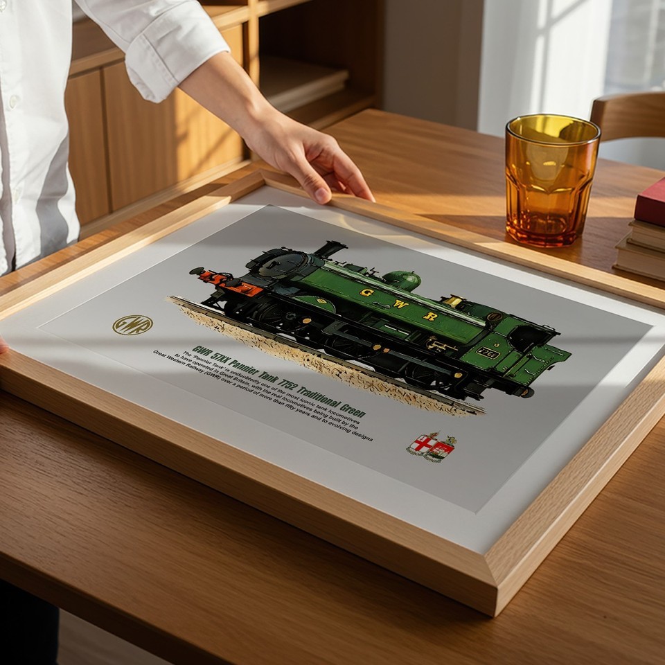 GWR 57XX Pannier Tank 7752 Loco A3 Artwork Print Poster Model Railway ...