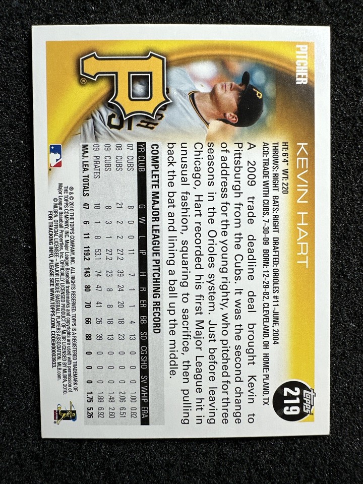 KEVIN HART #219 2010 Topps Baseball QTY Pittsburgh Pirates | eBay