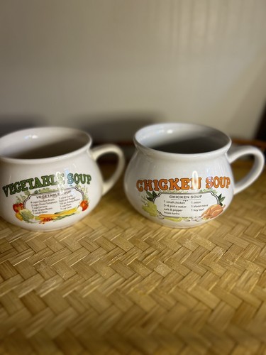 Dat'l Do It Set Of 2 Vegetable and Chicken Soup Recipe Mug Cup Bowl ...