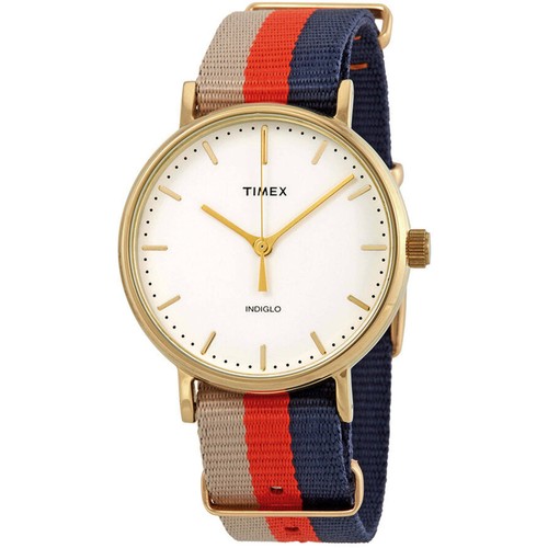 Timex Men's Watch Weekender Fairfield Beige/Orange/Navy Nylon Strap ...