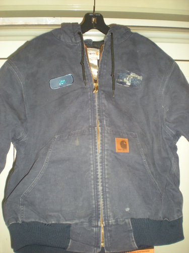 CARHARTT Large Navy Blue Duck Cloth Lined JACKET Good Condition 376-20 ...