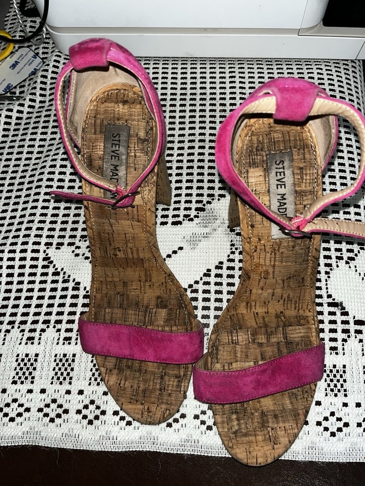Steve Madden Carson-C Pink Cork 4 Inch High Heel Women’s Shoes Size 10 ...