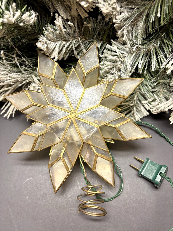 Vtg Capiz Shell Star Xmas Tree Topper Double Sided Electric Lighted | eBay