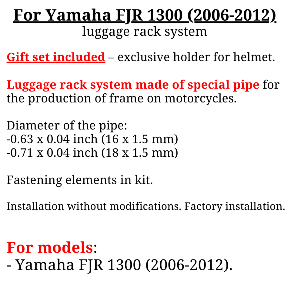 For Yamaha FJR 1300 rack luggage system side carrier FJR1300 (2006-2012 ...