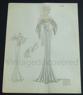 1930's Vintage Fashion Design Original Print #1 Edyth Sparag Studios | eBay