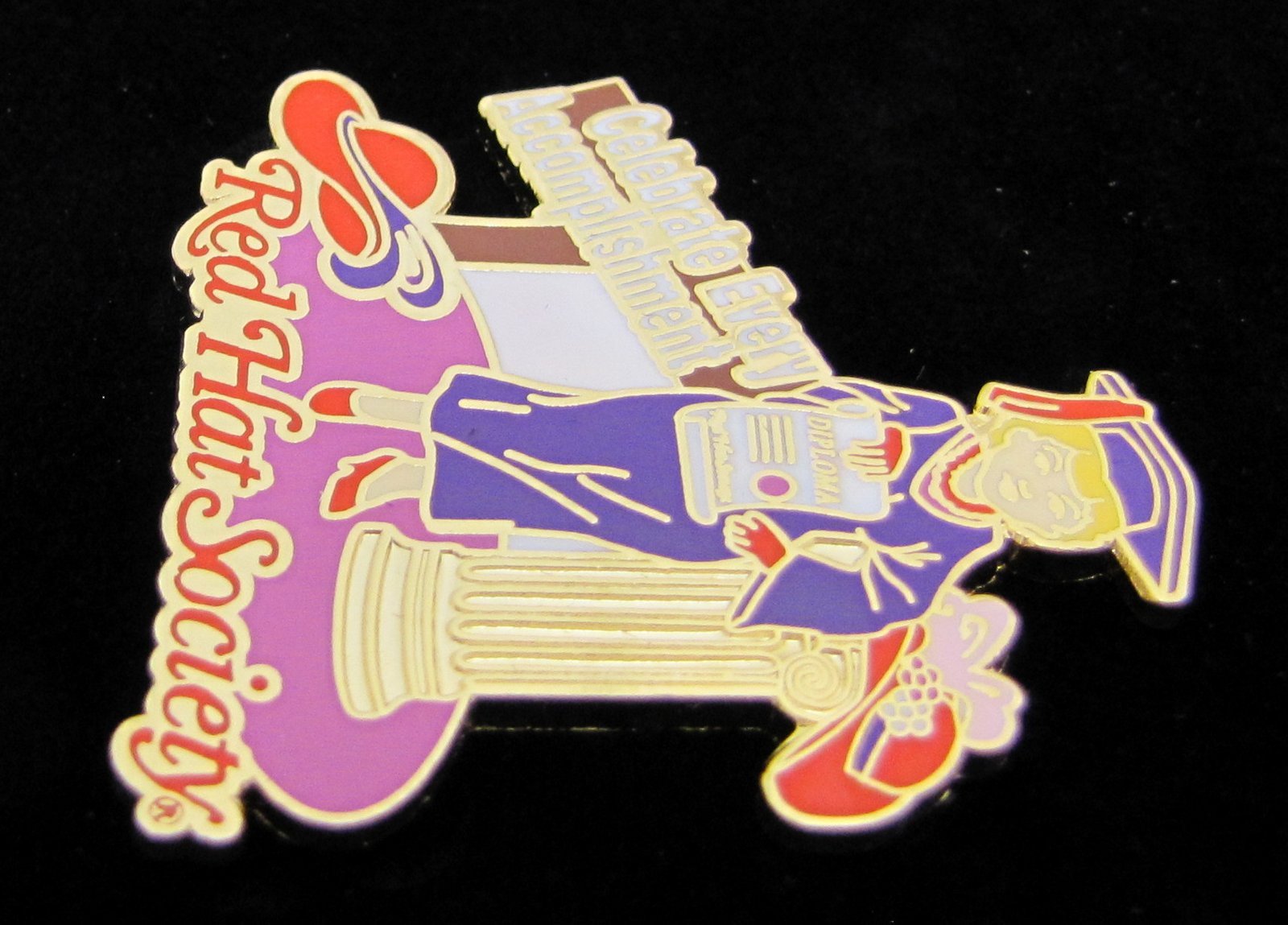 Red Hat Society Lapel Pin "Celebrate Every Accomplishment" Gold ...