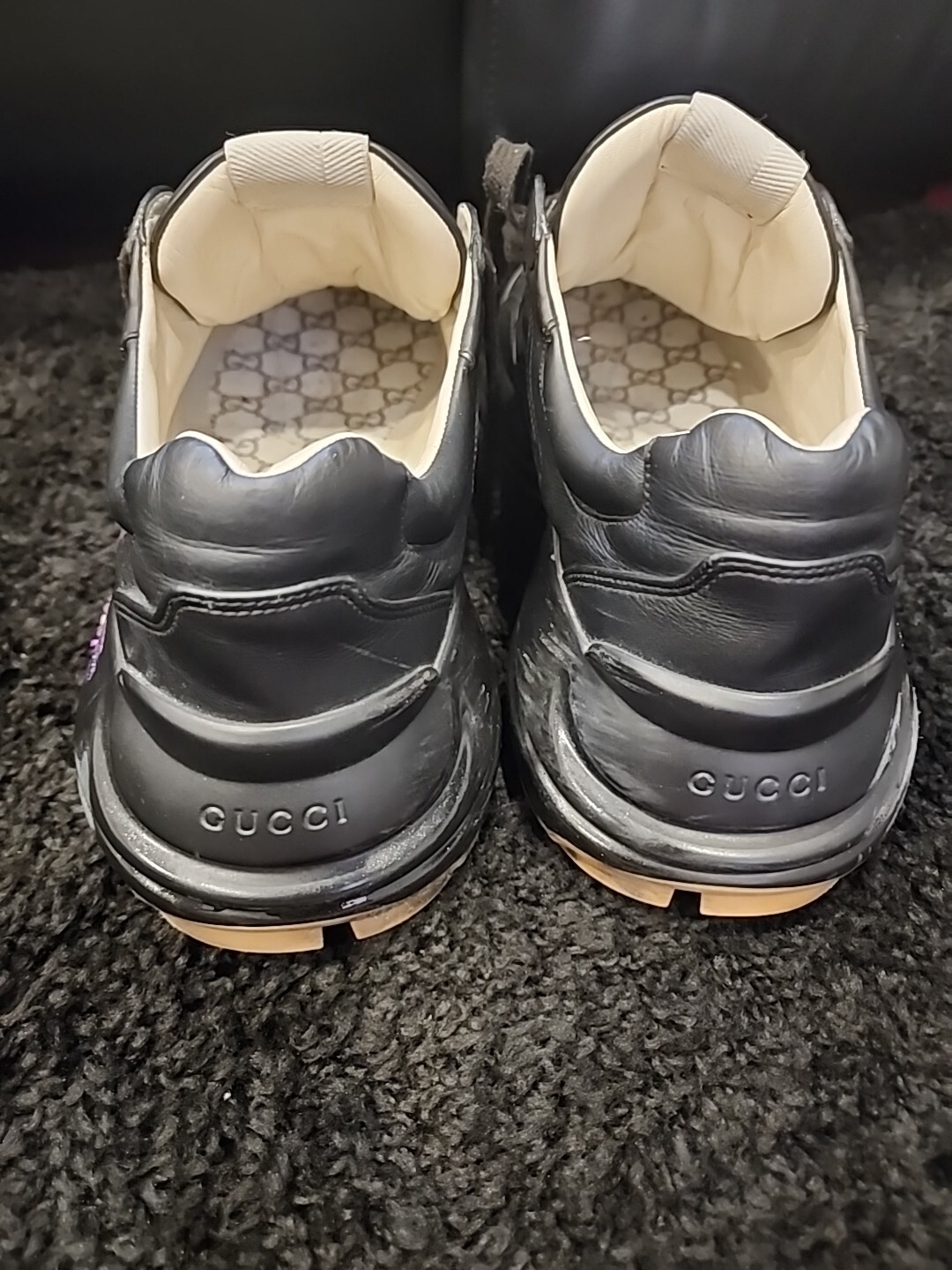 Gucci Black Rhyton Iridescent Rainbow Logo Mens Sneak… - Gem