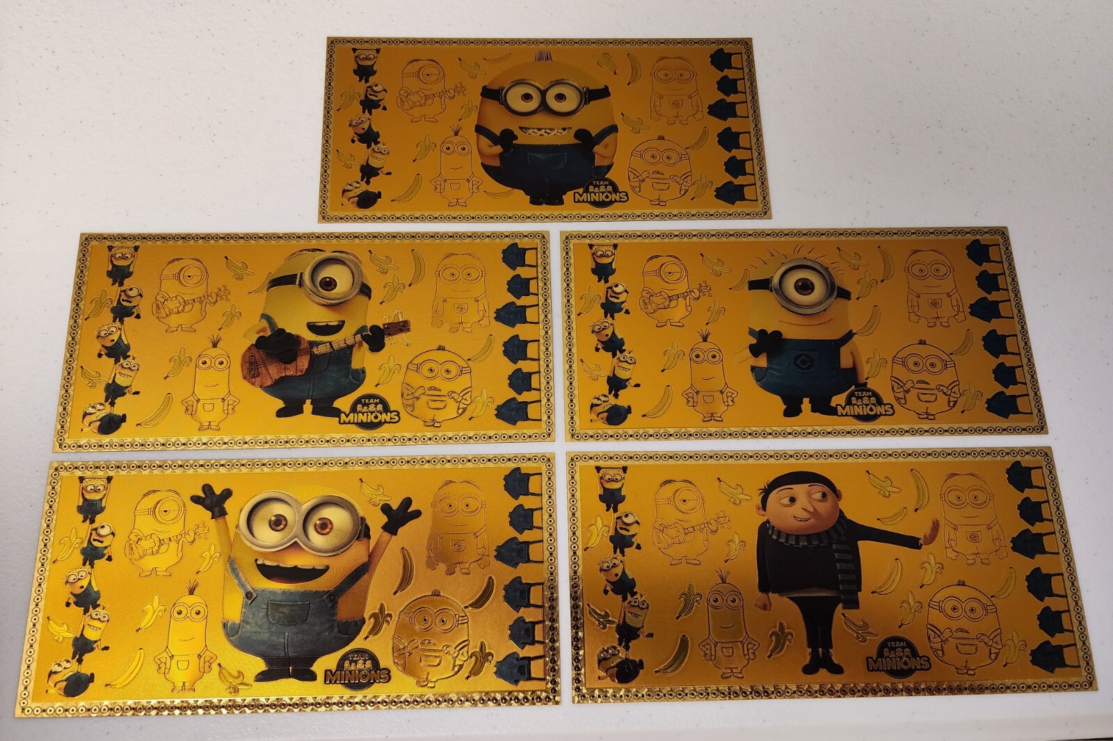 Minions Gold Foil Notes Set of 5 | eBay