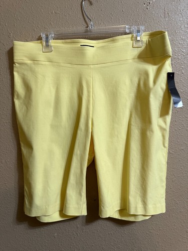 NWT LM BY LOLA MORENO BERMUDA SHORTS SZ XL YELLOW STRETCH PULL ON | eBay