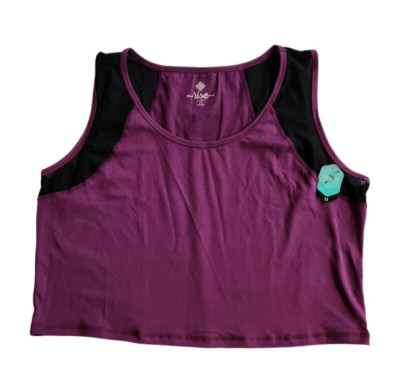 LuLaRoe 2X Rise Powerful Crop Tank Activewear Workout Top Plum Black ...
