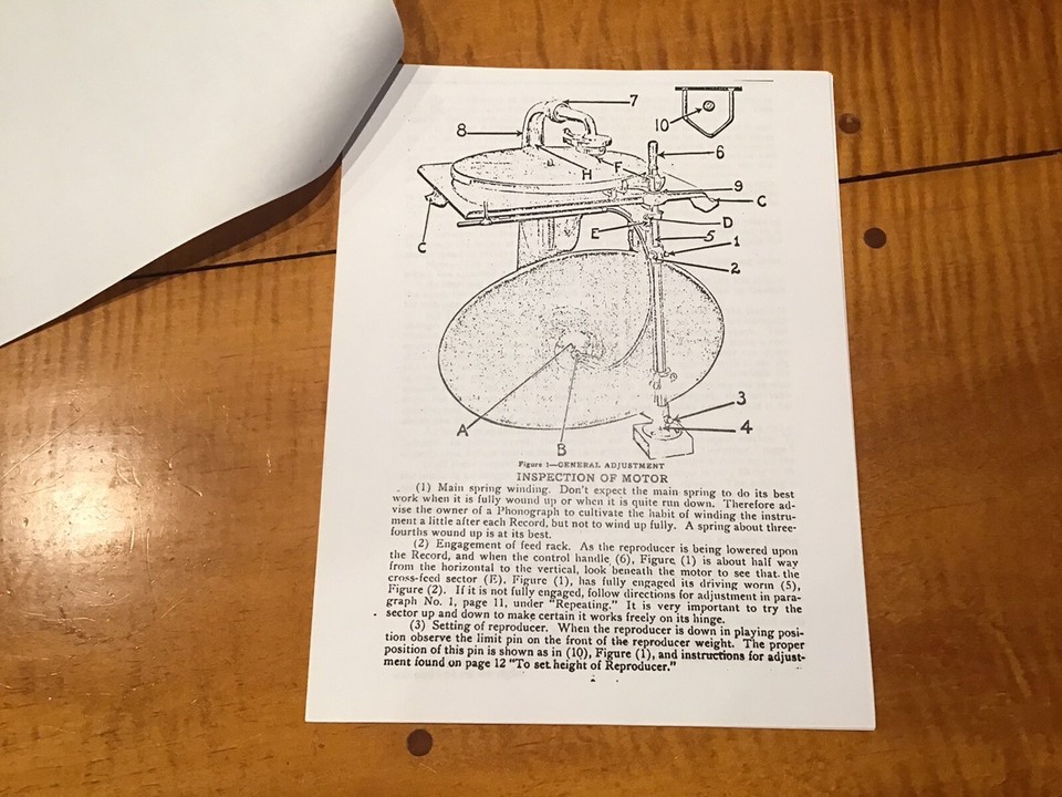 New Edison Diamond Disc Motor Phonograph Manual Mechanical Service ...