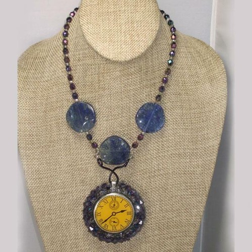 Waheeda Bead Embroidery Clock Pendant Necklace | eBay