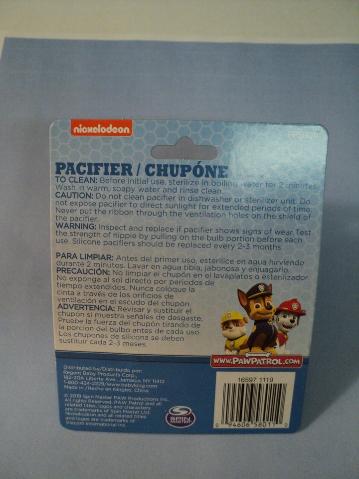 Nickelodeon Paw Patrol Pacifier Chase with Cover RED 0+ Mos BPA Free ...