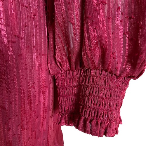 Tommy Hilfiger Blouson Sleeve Ruffle Hem Fit and Flare Crimson Red ...