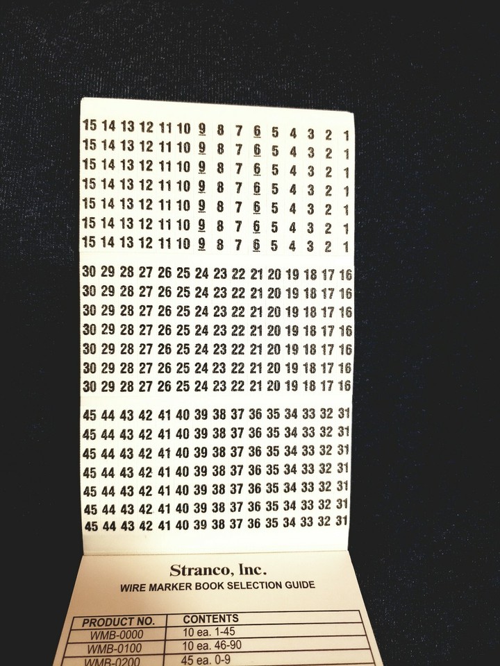 1 qty WIRE MARKER BOOK 1-45 1 book with 10 pages | eBay