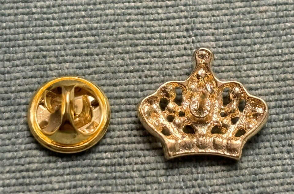 Gold Imperial Crystal Royal CROWN Lapel Pin .75" Birthday Queen Nurse ...