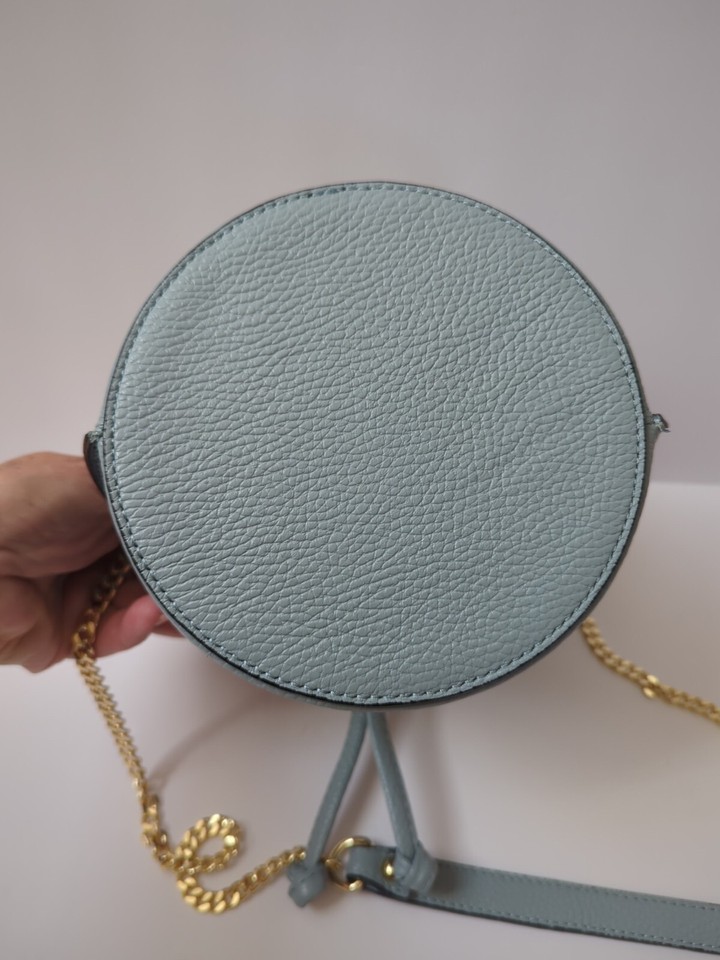 Diva's Bag Light Blue Leather Bucket Bag Made in Italy HandBag Gold ...