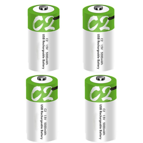 4pcs 1.5V C2 Size 5000mWh USB Li-ion Rechargeable Battery USB Type-C | eBay