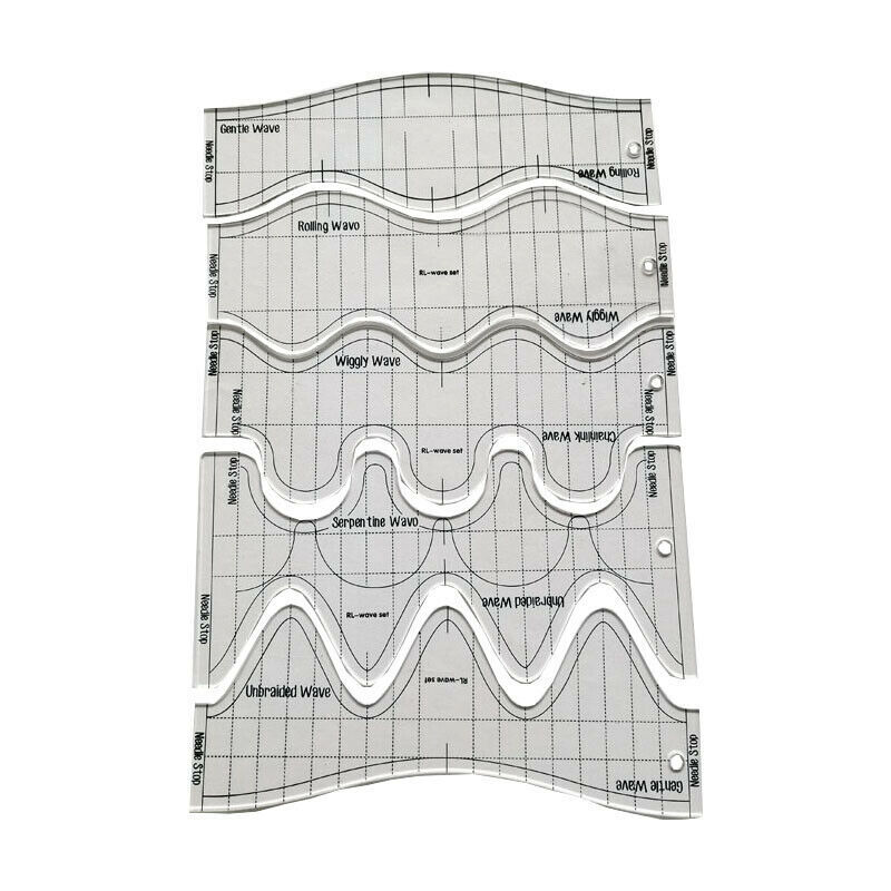 Unique Wavelengths Wave Quilting Ruler Template Stencil Set | eBay
