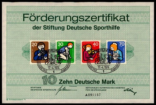 GERMAN SPORTS AID OLYMPIC COMMITTEE CERTIFICATE 1974 z1950 | eBay
