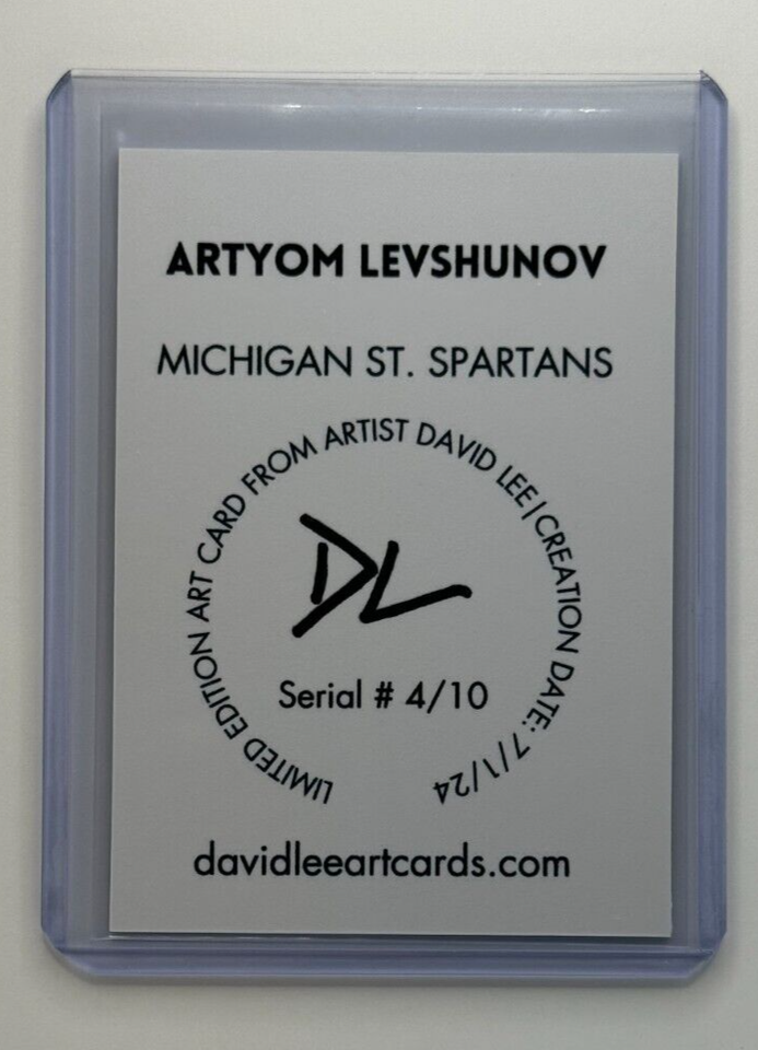 Artyom Levshunov Limited Edition Artist Signed Michigan State Spartans ...