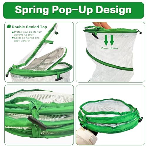 2PCS Pop up Greenhouse Mini Greenhouse-19.7x10.2 Inch PVC Spring-up ...