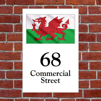 Personalised Custom Welsh dragon flag house sign 9301 with your choice ...