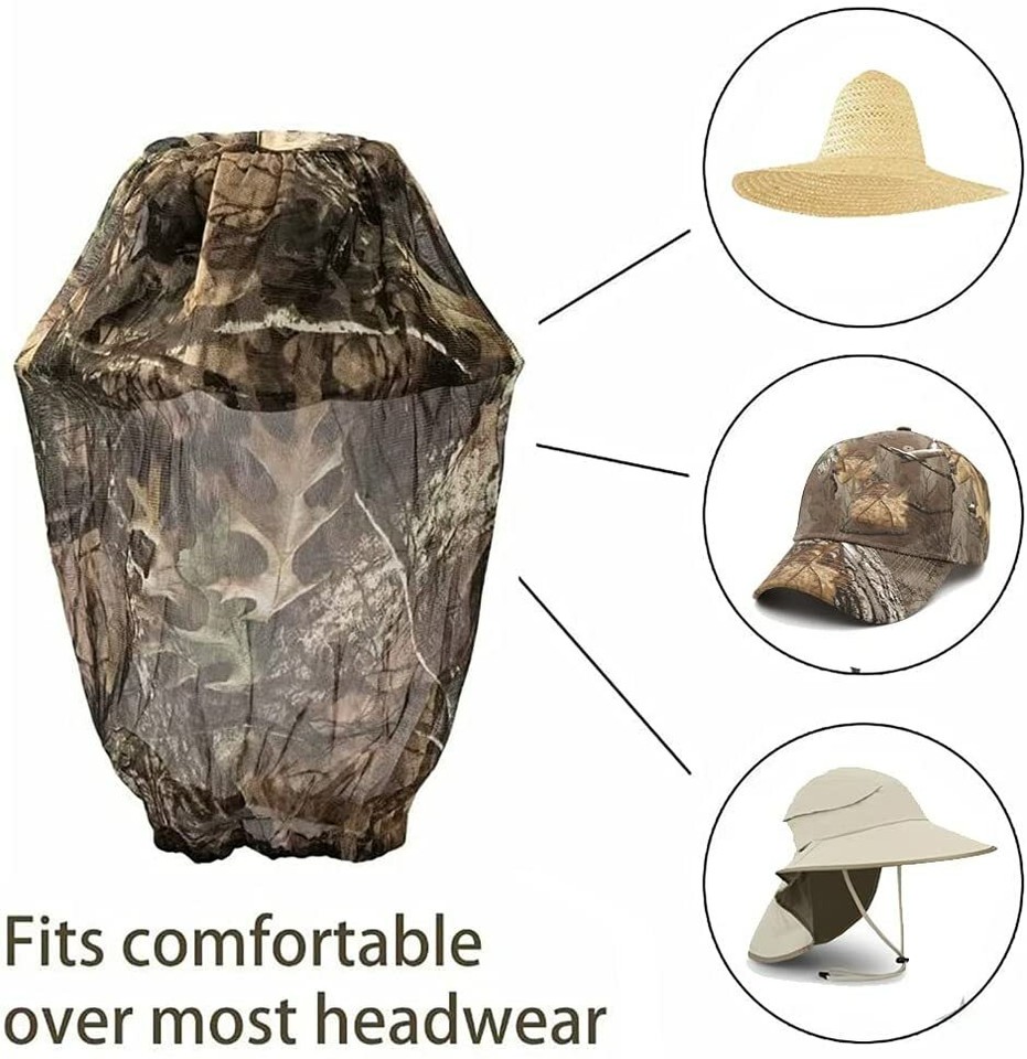 2Packs Mosquito Head Nets Gnat Face Netting for Outdoor Works Most Hats ...