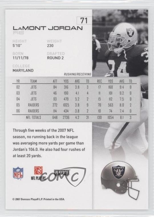 2007 Playoff NFL Playoffs LaMont Jordan #71 | eBay