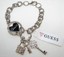 NEW-SILVE TONE GUESS CHAIN LINK ,WHITE HEART,LOCK & KEY CRYSTAL CHARM ...
