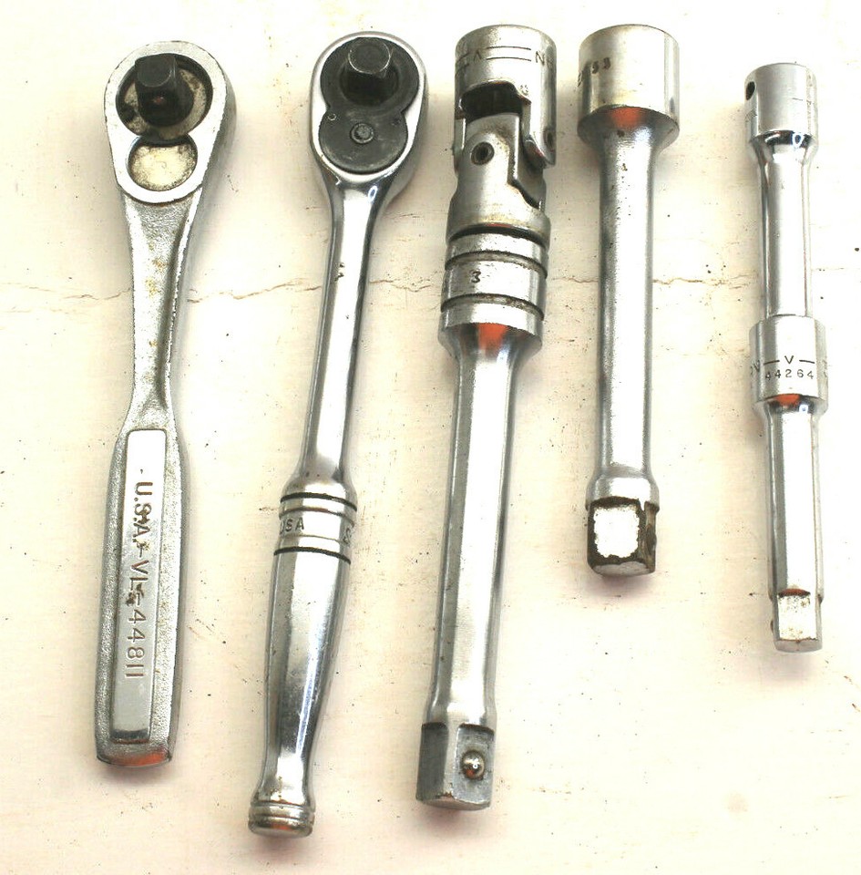 15pc Vintage Mechanic Tools Ratchet Socket Wrenches Snap-On Craftsman 3 ...