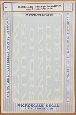 Microscale Decal 24-12-1 Roman Style Passenger Car Letters & Numbers G ...