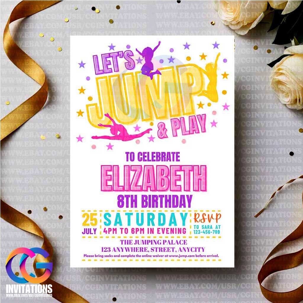 EDITABLE Jumping Birthday Party Trampoline Invitation Template, Instant ...