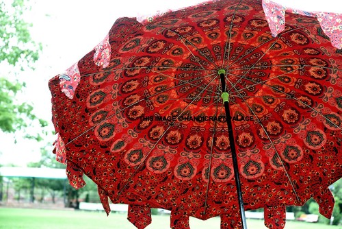 Indian Garden Parasol Outdoor Peacock Mandala Cotton Sun Shade Patio ...