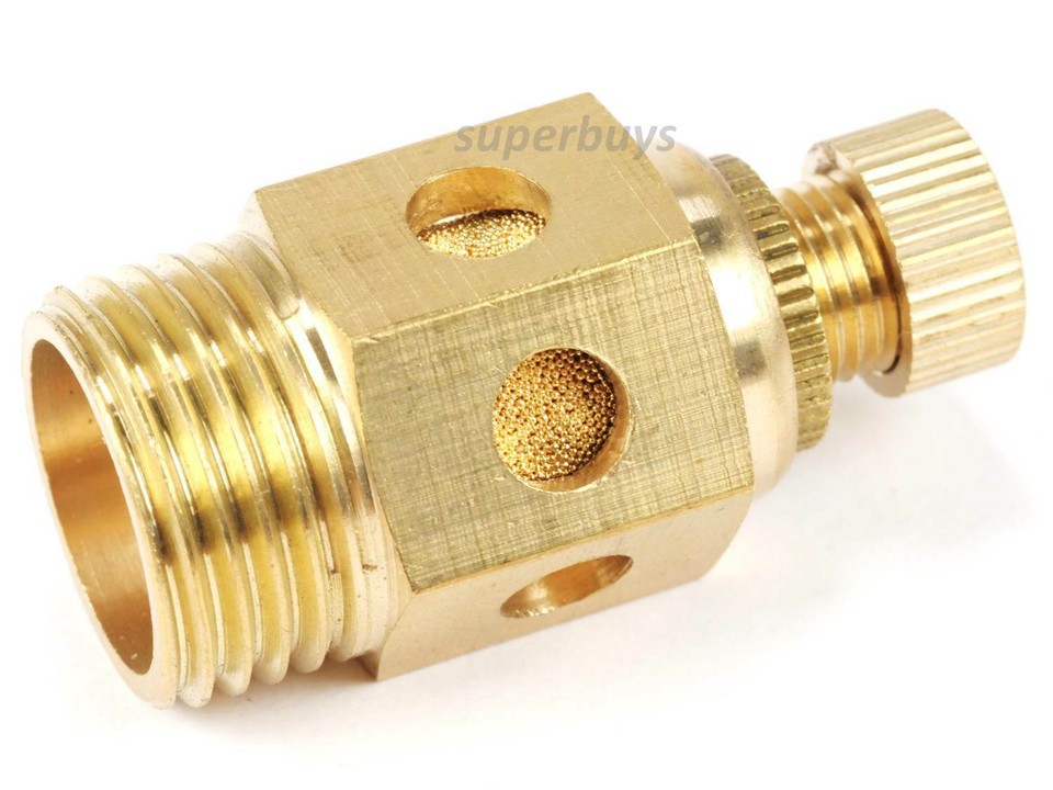 1/2" Reinforced Pneumatic Adjustable Brass Silencer Muffler Exhaust Air ...