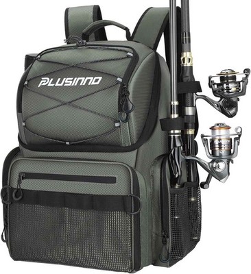 NEW PLUSINNO 45L Fishing Backpack with Rod Holders & Cooler $75 | eBay