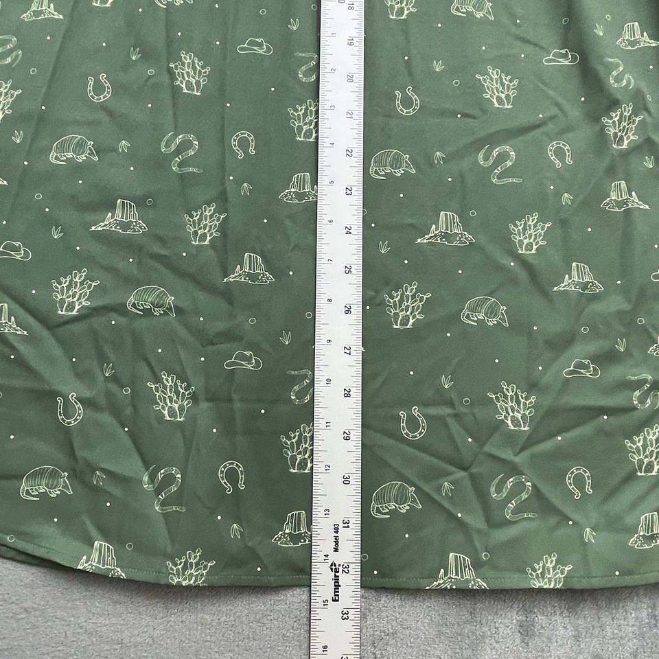 Burlebo Performance Shirt Mens L Green Out West Western Print Button Up ...