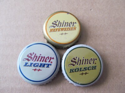 3 DIF SHINER TEXAS TEX BEER CAPS 1-LIGHT 1-KOLCH 1-HEFEWEIZEN RETIRED ...