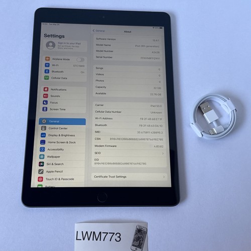 Apple iPad 8th Gen A2603 Space Gray 32GB (Wi-Fi + 4G, Unlocked) - Fair ...